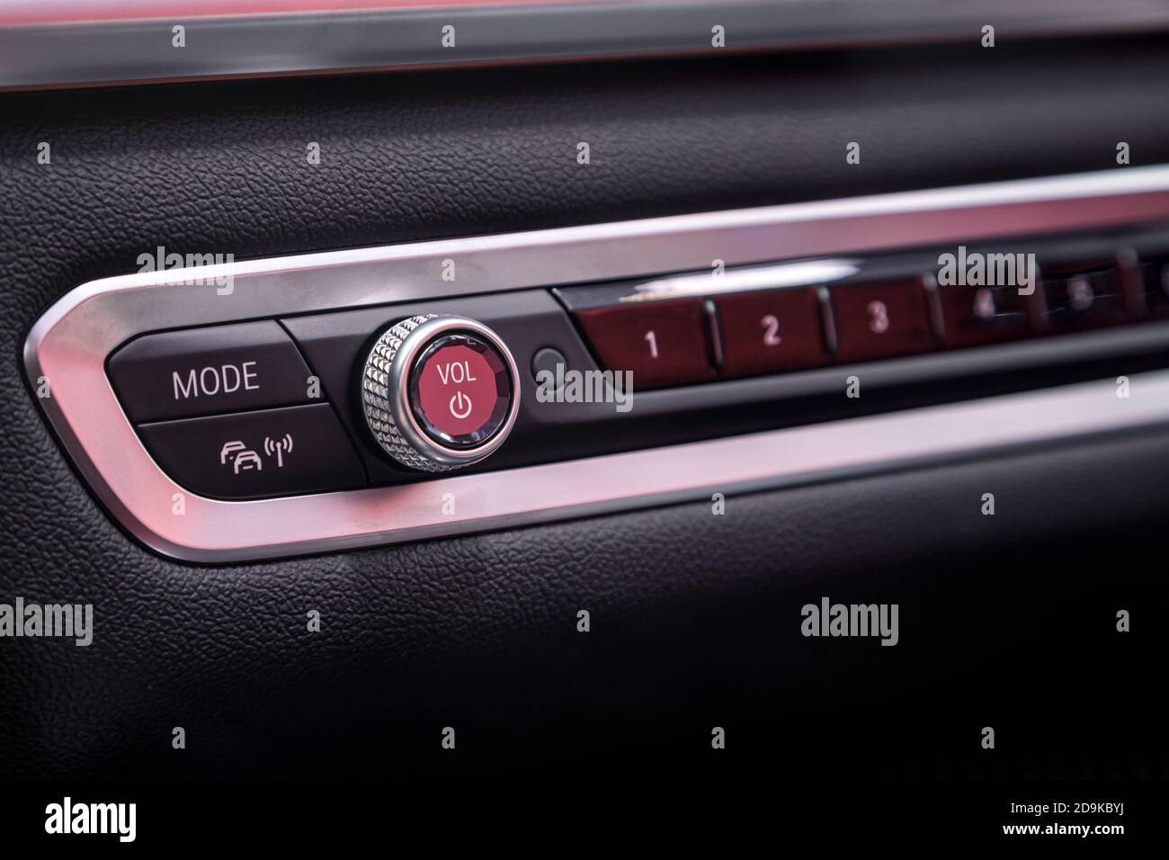 The control panel in the car, the volume control of the music in the ...