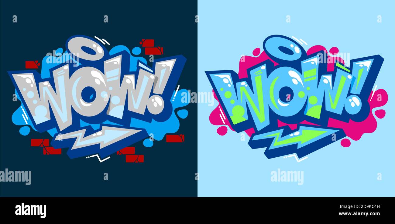 Abstract Word Wow Graffiti Style Font Lettering Vector Illustration Art ...