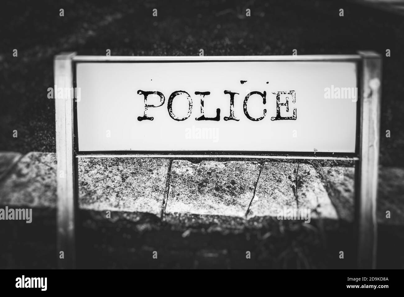 Police on a road sign Stock Photo - Alamy
