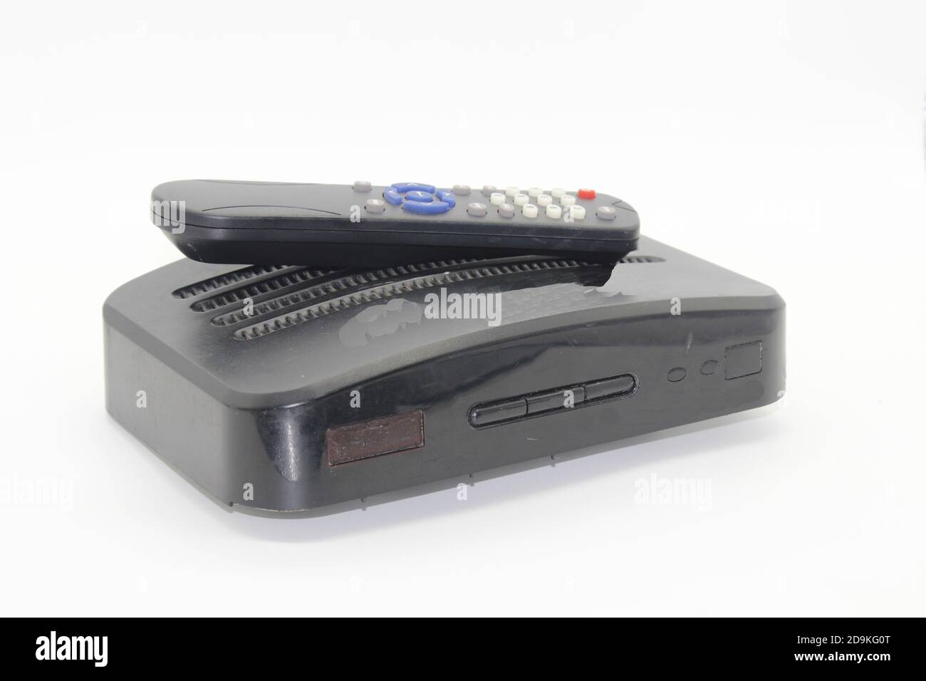 tv set top box isolated on white background with selective focus Stock ...