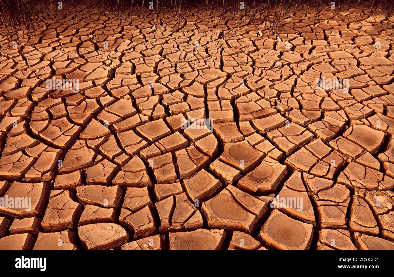 Desert. Aerial view of a beautiful cracks in the ground. texture, deep ...