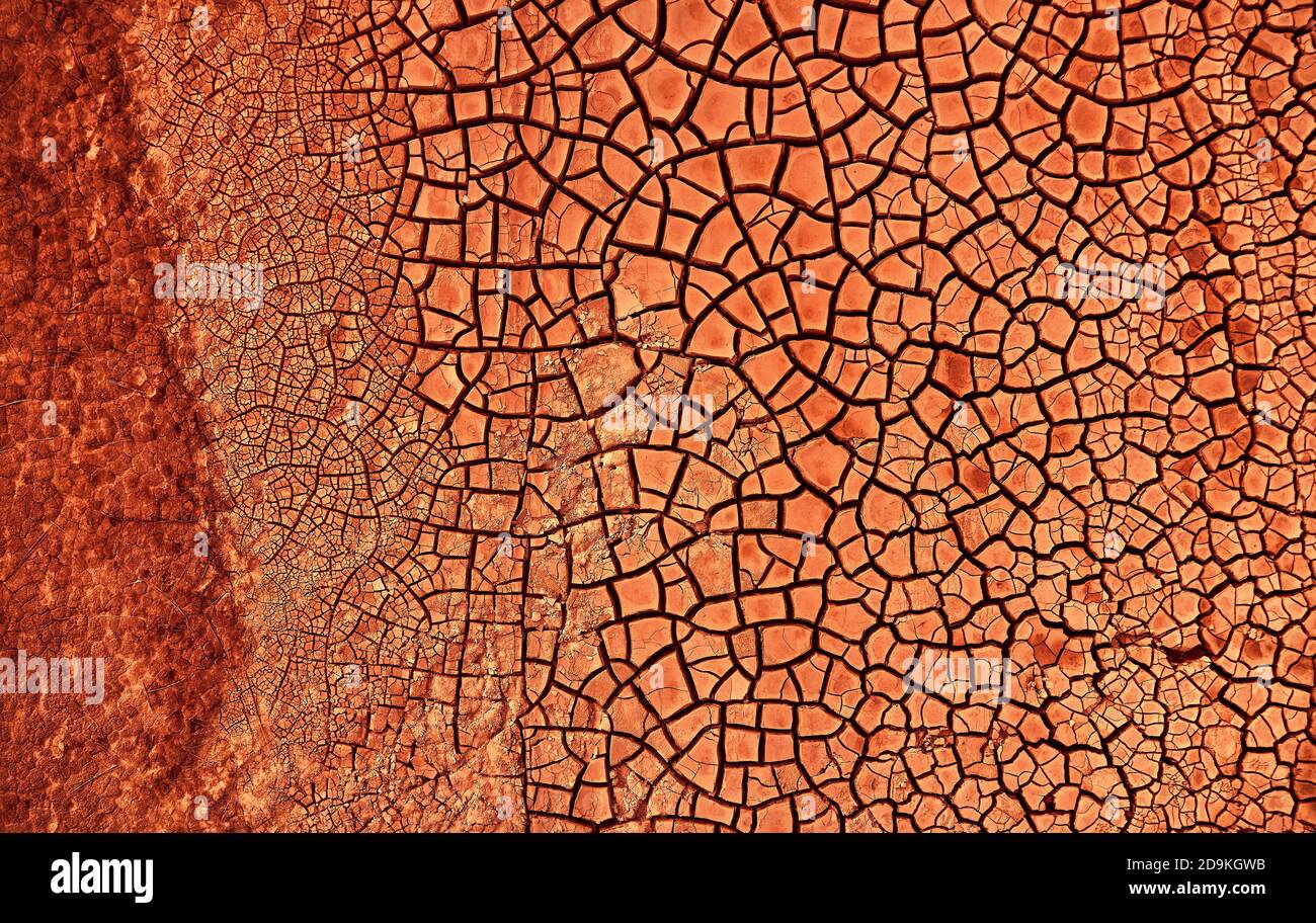 Desert. Aerial view of a beautiful cracks in the ground. texture, deep ...