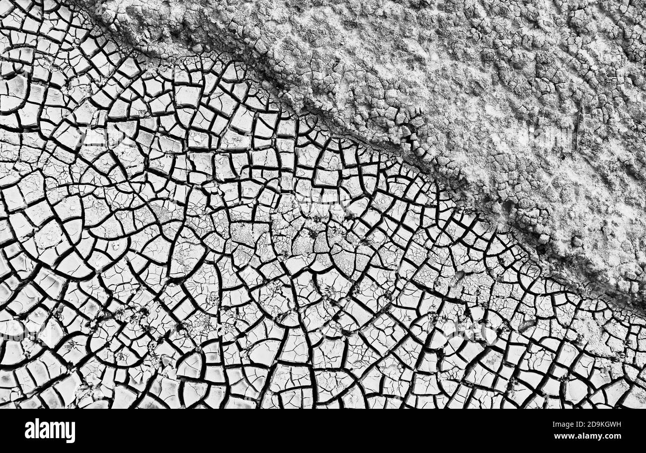 Desert. Aerial view of a beautiful cracks in the ground. texture, deep ...