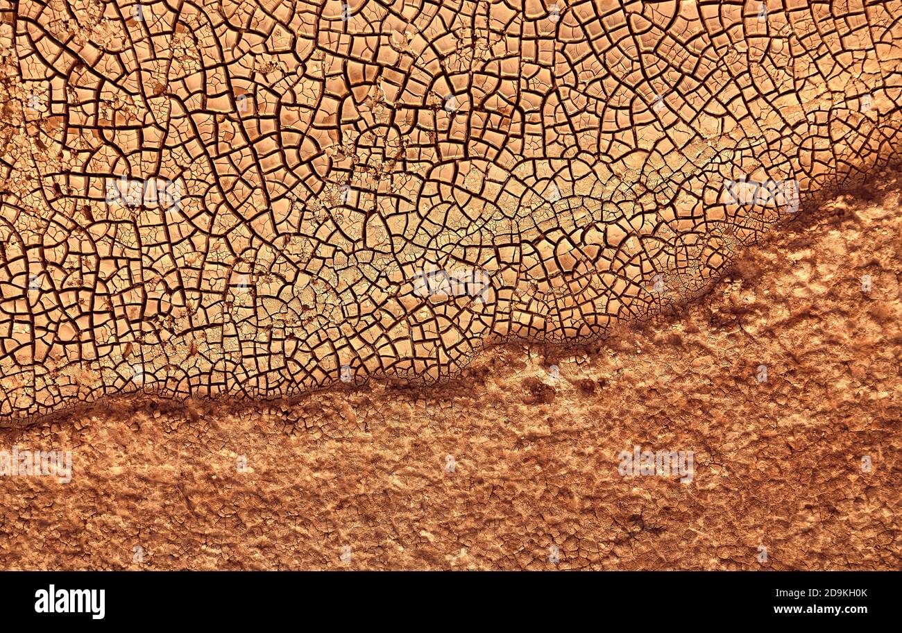 Desert. Aerial view of a beautiful cracks in the ground. texture, deep ...