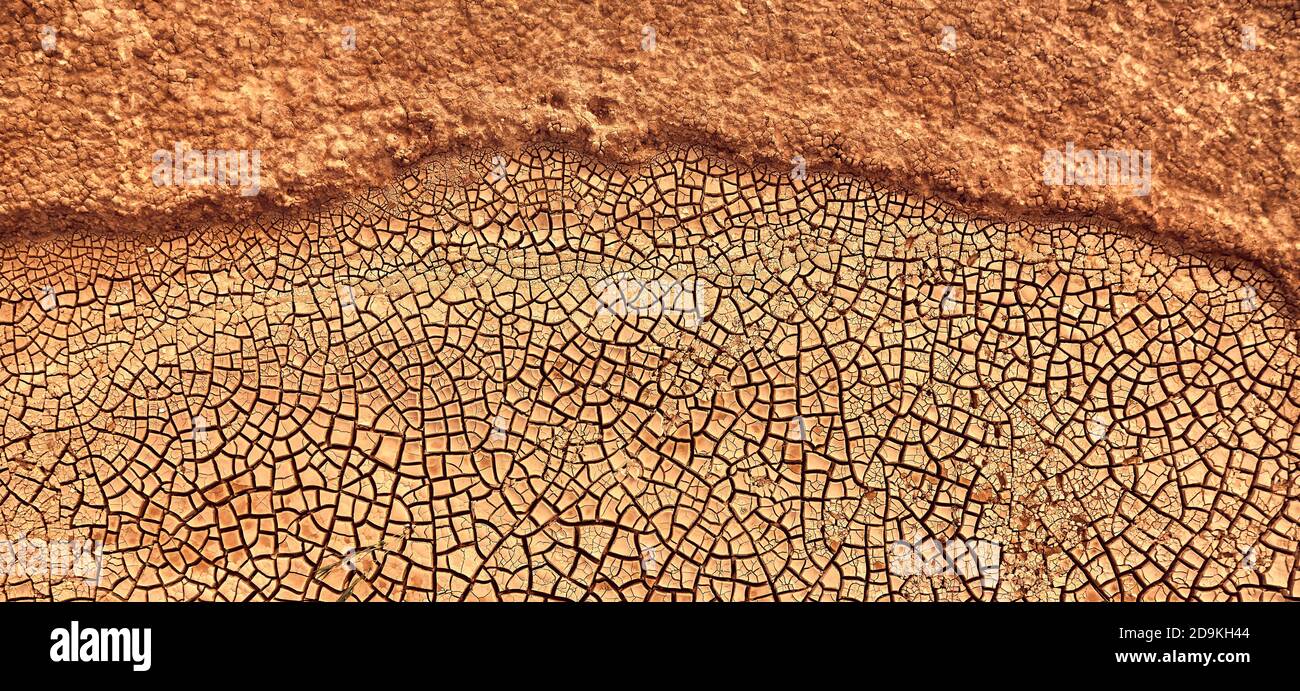 Desert. Aerial view of a beautiful cracks in the ground. texture, deep ...