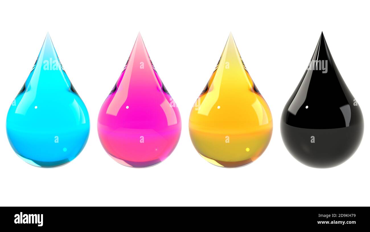 Ink drops set CMYK Stock Photo - Alamy