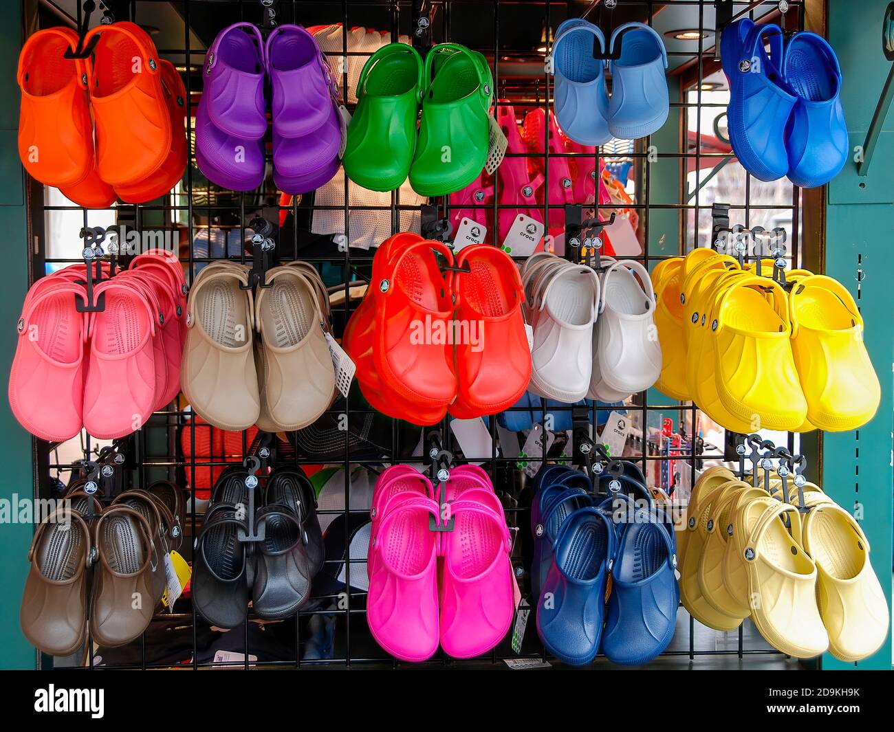 Crocs on a rack at a street vendor stall Stock Photo - Alamy
