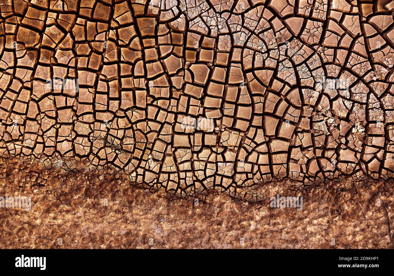 Desert. Aerial view of a beautiful cracks in the ground. texture, deep ...