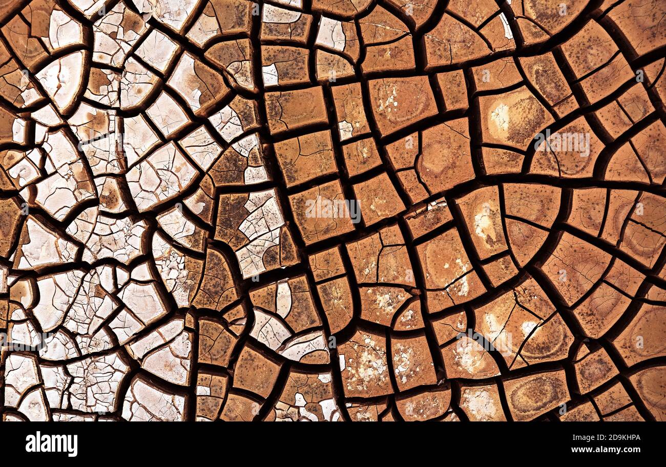 Desert. Aerial view of a beautiful cracks in the ground. texture, deep ...