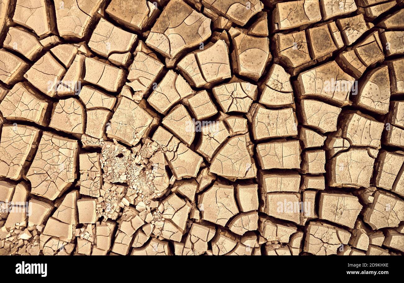 Desert. Aerial view of a beautiful cracks in the ground. texture, deep ...