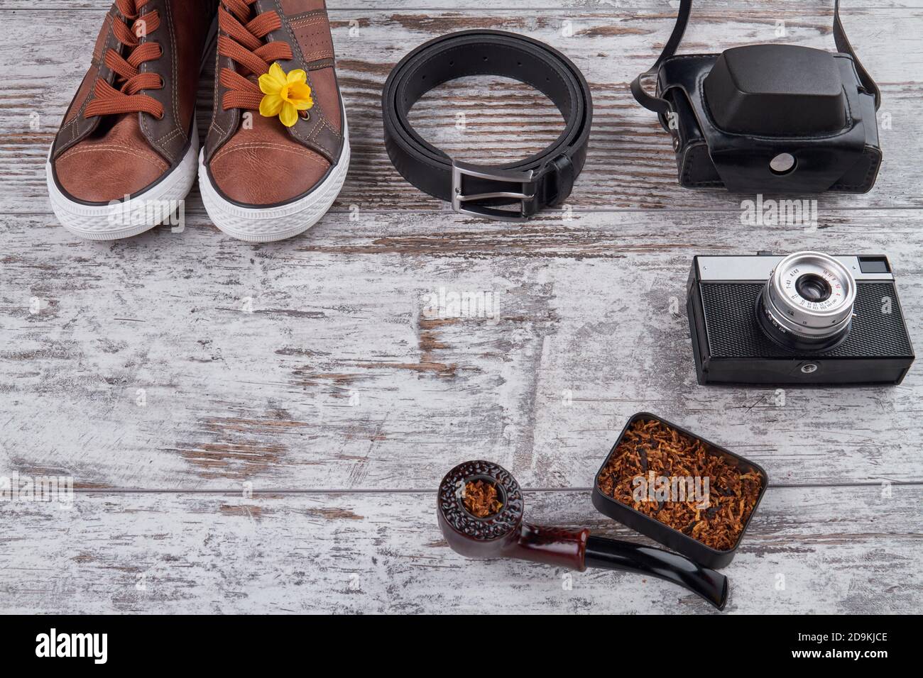 Top view collection of traveler accessories Stock Photo - Alamy