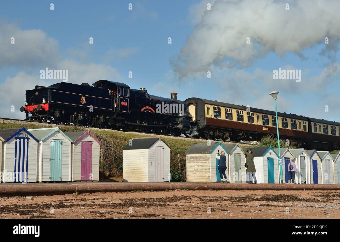 Steam train passing Goodrington on the Dartmouth Steam Railway. The ...