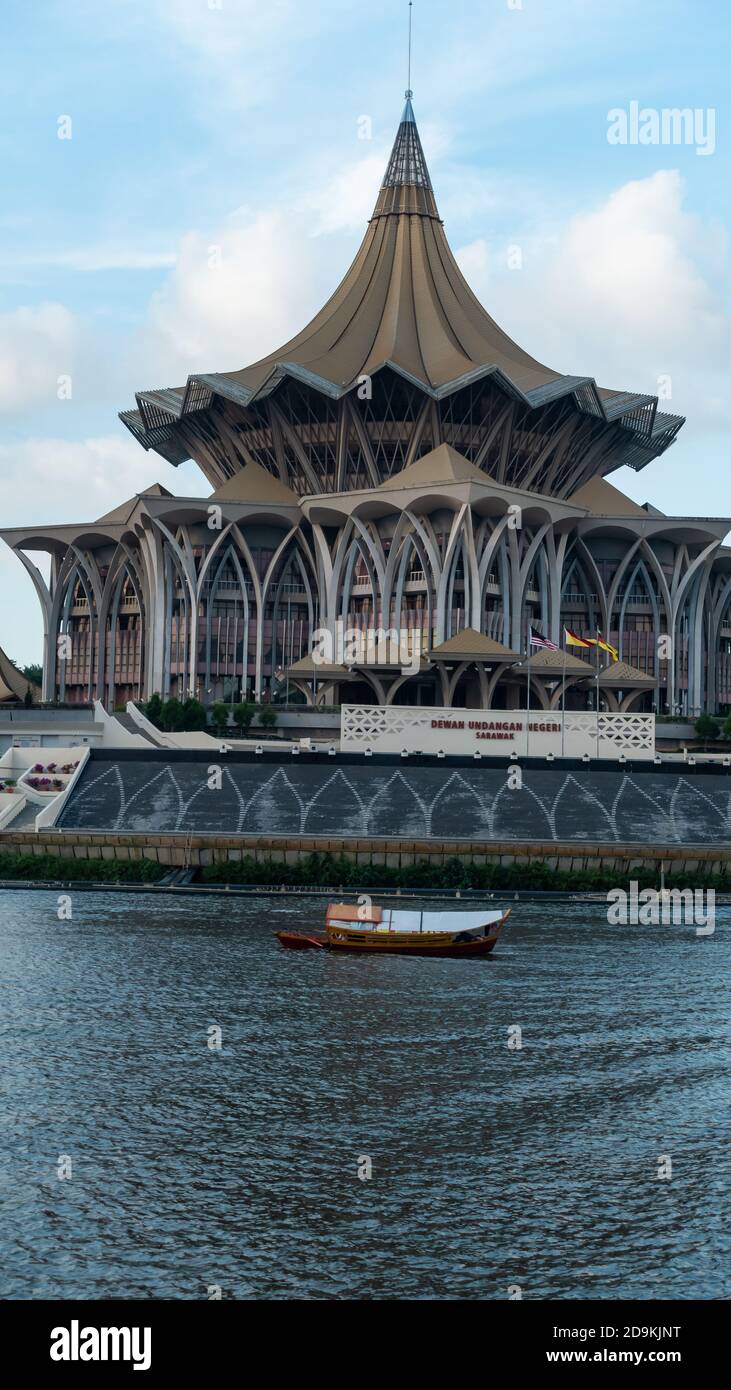 Sarawak River Cruise boat cruising along Sarawak River in Kuching ...