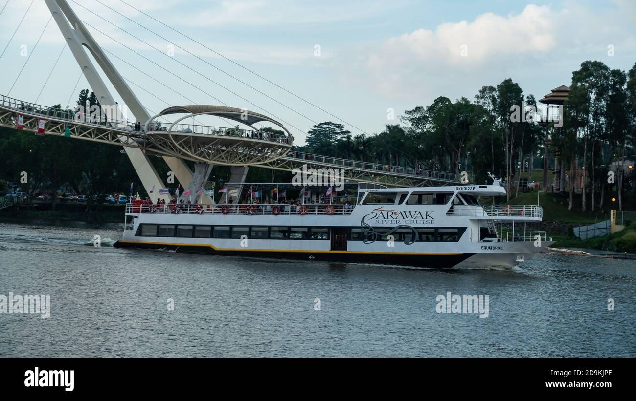Sarawak River Cruise boat cruising along Sarawak River in Kuching ...