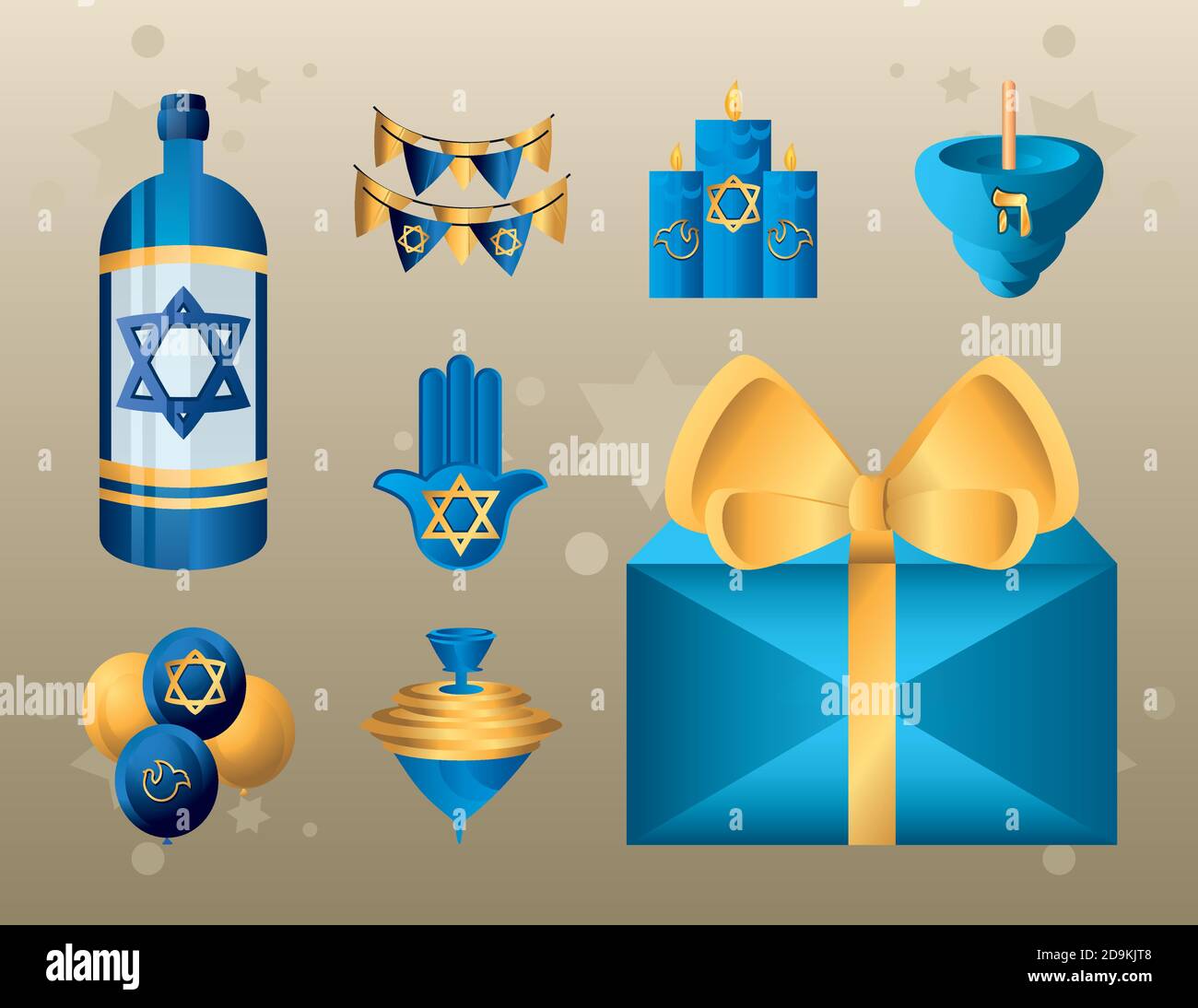 hanukkah, religious traditional culture judaism flat icons collection ...