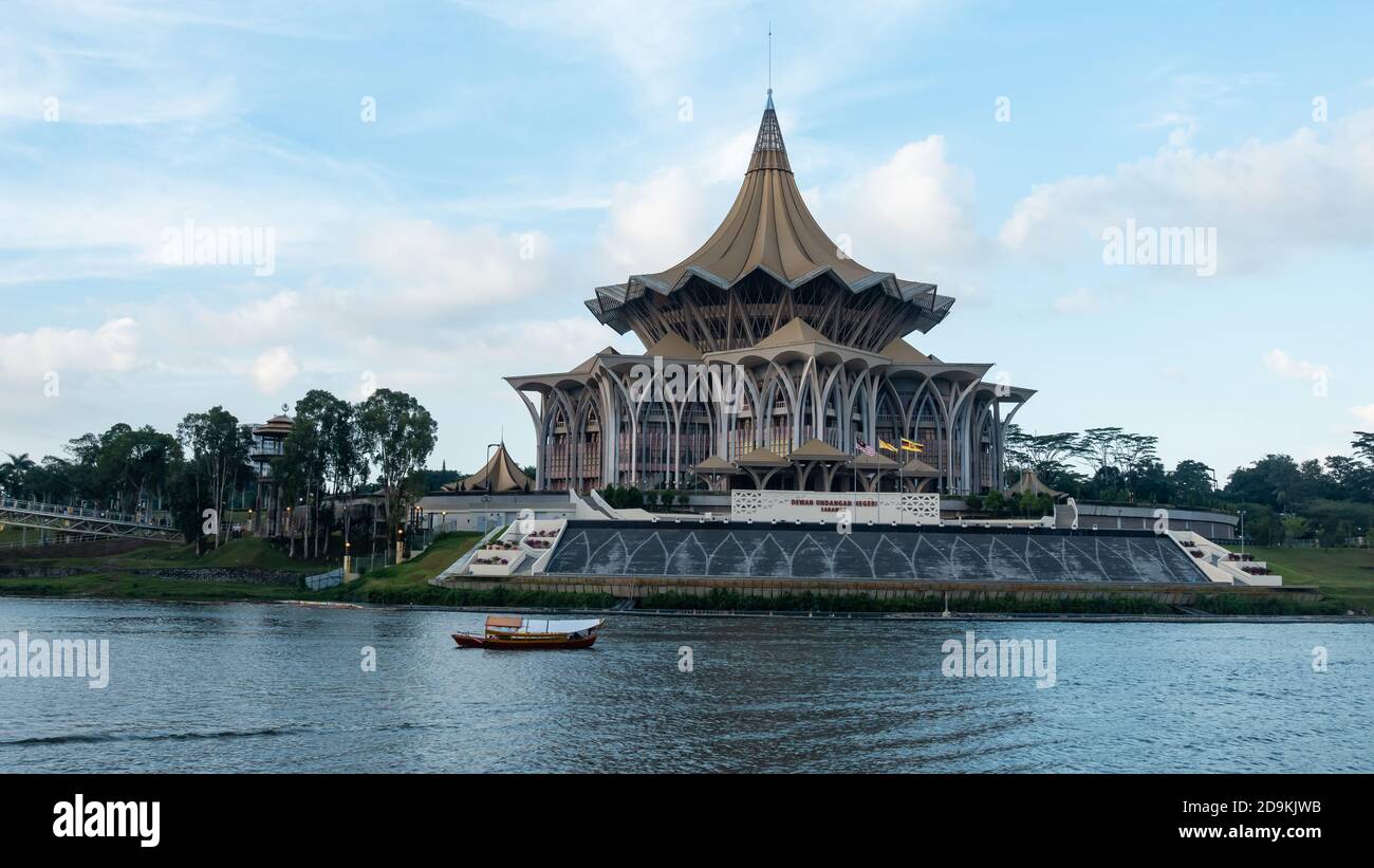Sarawak River Cruise boat cruising along Sarawak River in Kuching ...