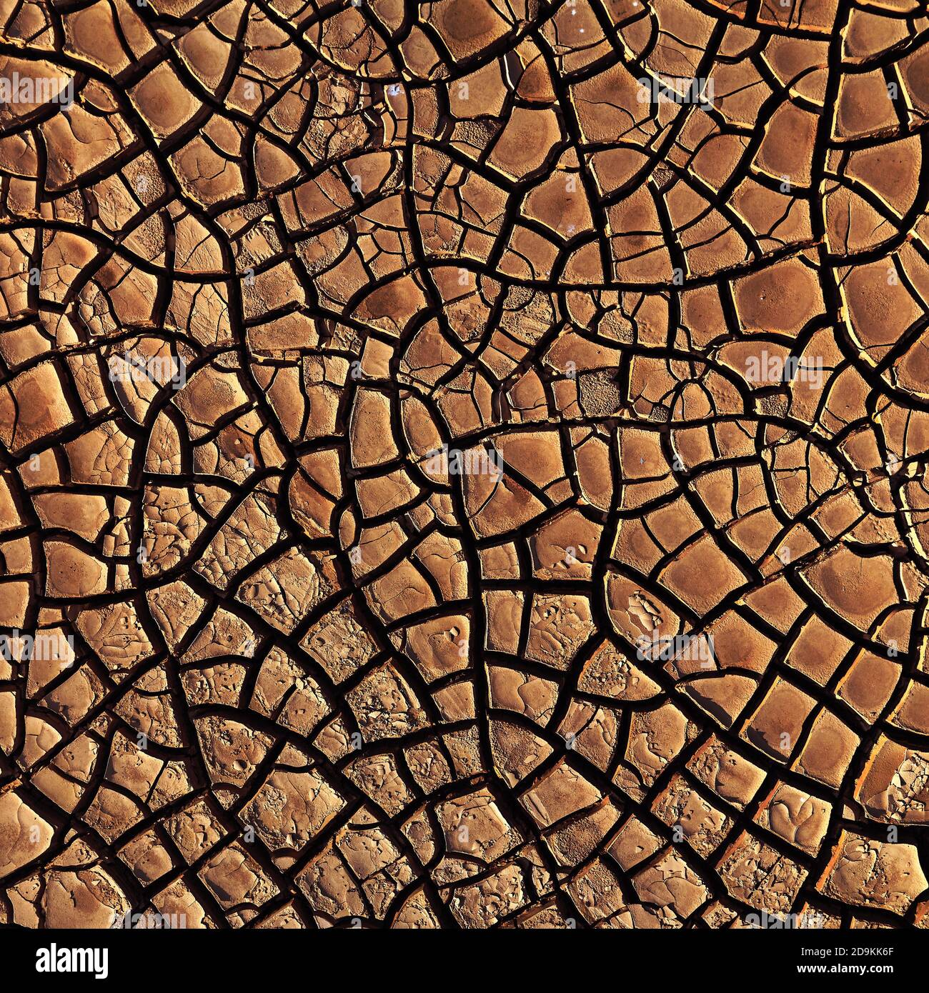 Desert. Aerial view of a beautiful cracks in the ground. texture, deep ...