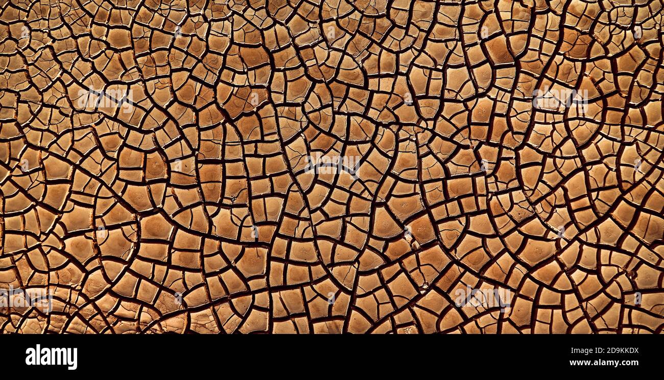 Desert. Aerial view of a beautiful cracks in the ground. texture, deep ...