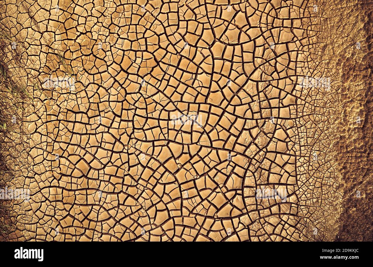 Desert. Aerial view of a beautiful cracks in the ground. texture, deep ...