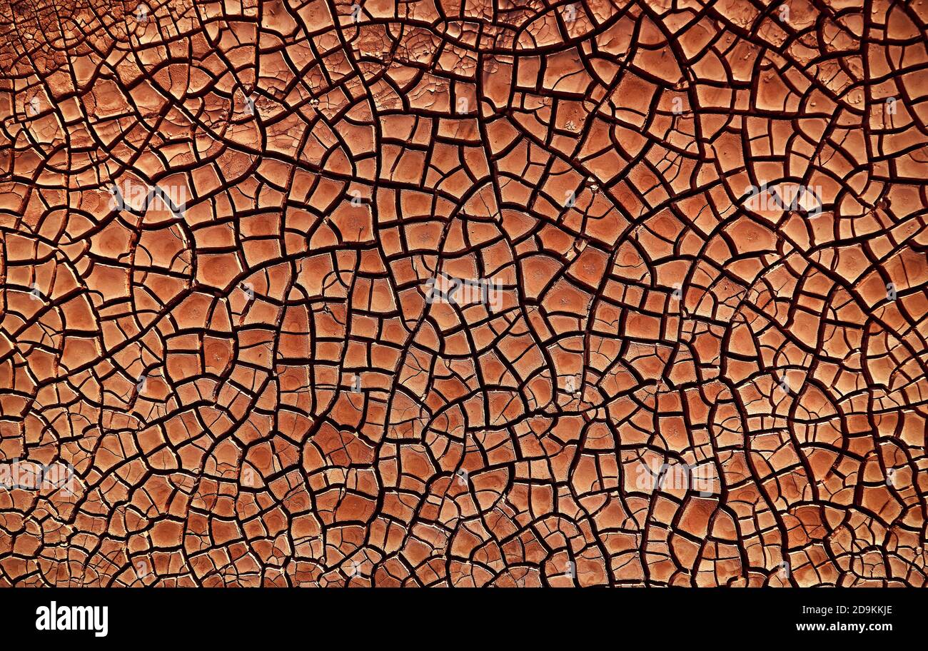 Desert. Aerial view of a beautiful cracks in the ground. texture, deep ...