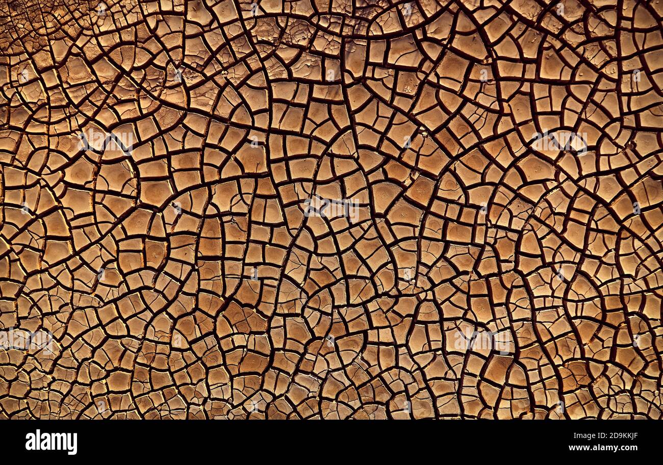 Desert. Aerial view of a beautiful cracks in the ground. texture, deep ...