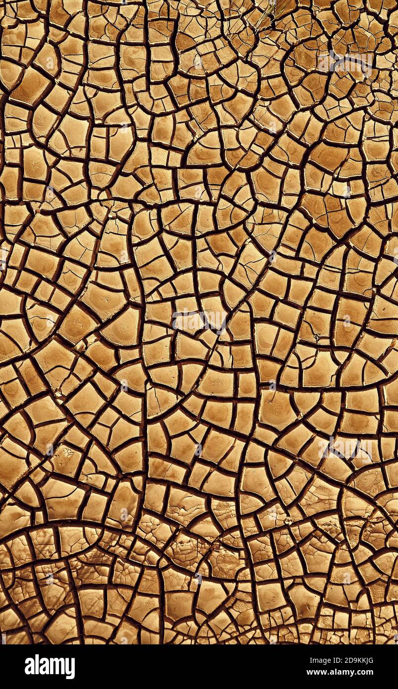 Desert. Aerial view of a beautiful cracks in the ground. texture, deep ...
