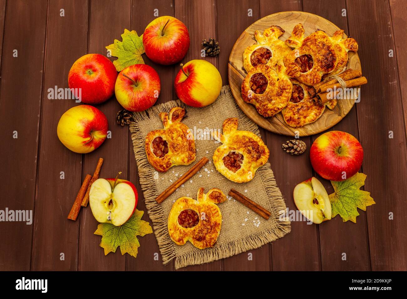 Homemade delicious apple dessert. Fresh sweet bakery, portioned puffs ...