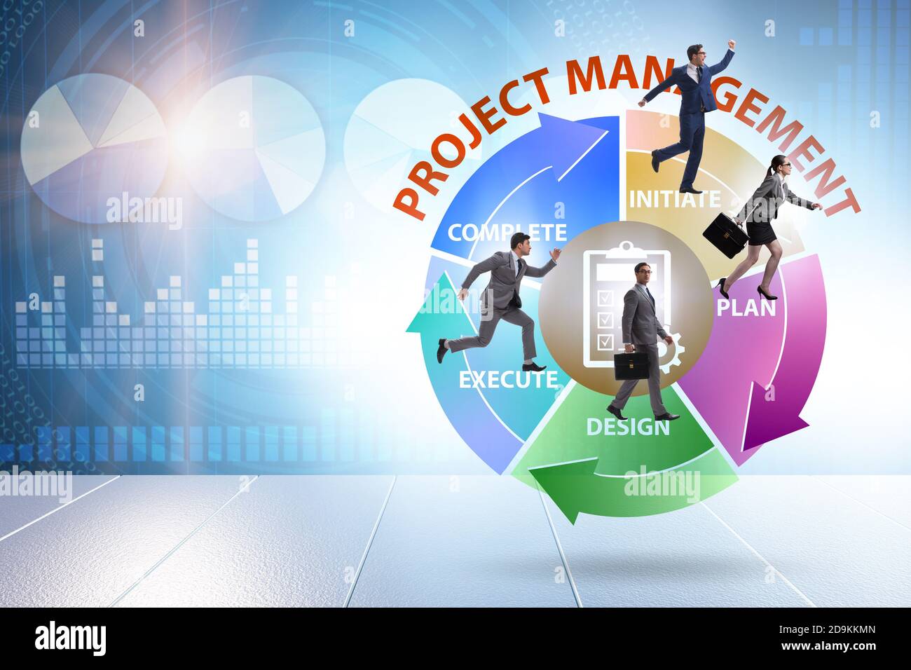 Project management concept in stages with the business people Stock ...