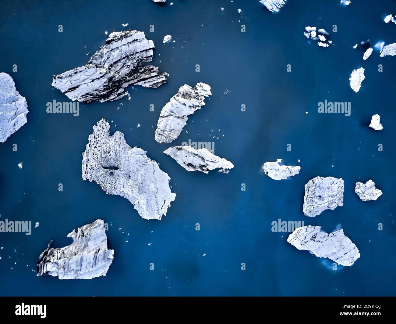 Aerial view of Glacier lagoon in Iceland. icebergs top view Stock Photo ...