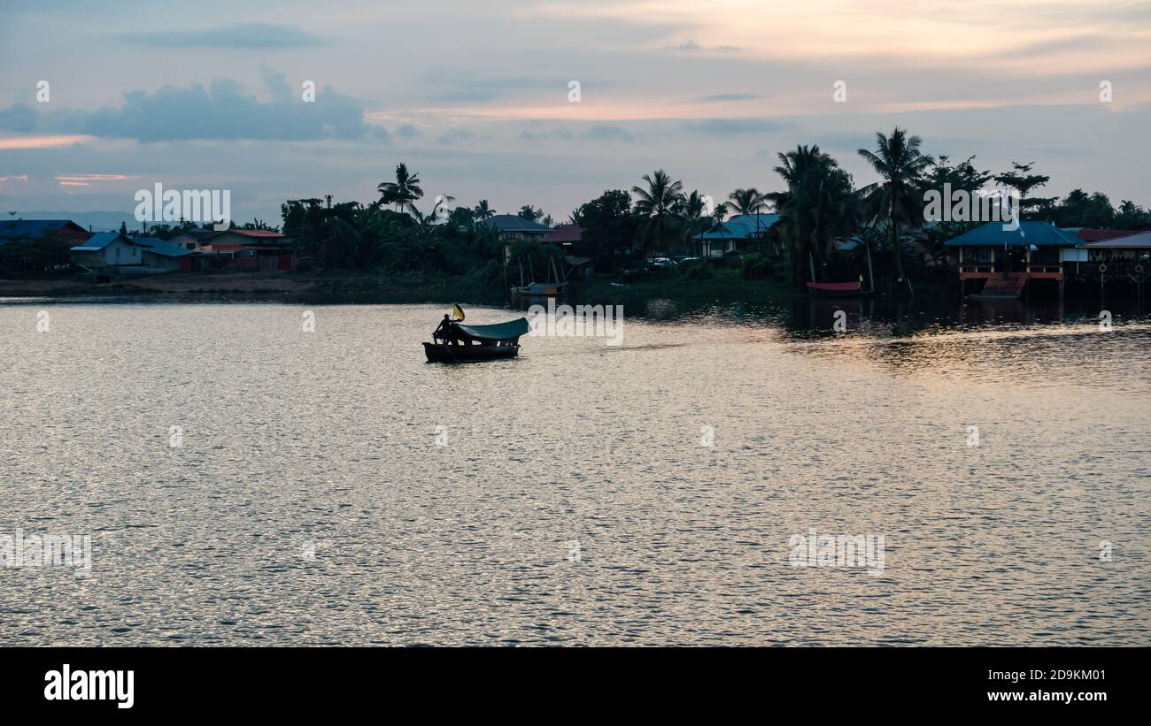 Sarawak River Cruise boat cruising along Sarawak River in Kuching ...