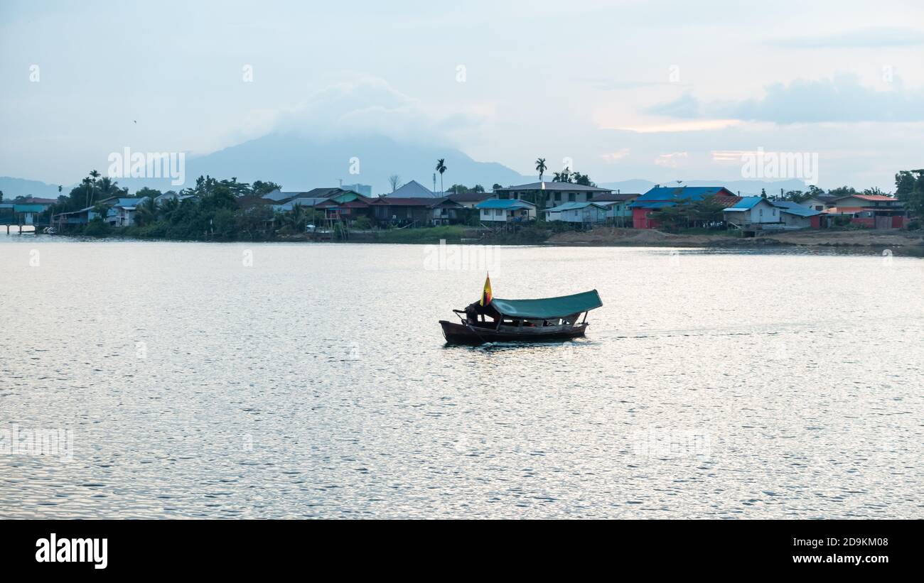Sarawak River Cruise boat cruising along Sarawak River in Kuching ...