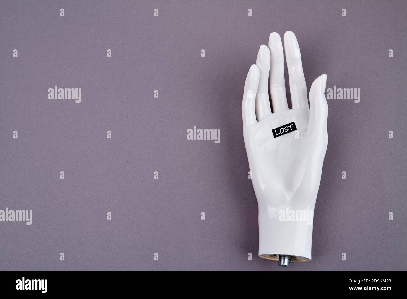 Mannequin hand and lost word Stock Photo - Alamy