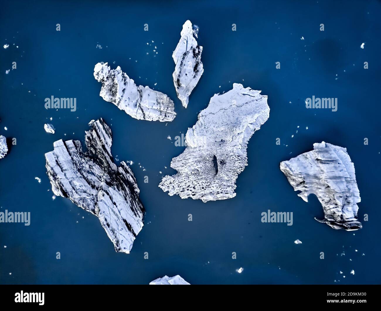 Aerial view of Glacier lagoon in Iceland. icebergs top view Stock Photo ...