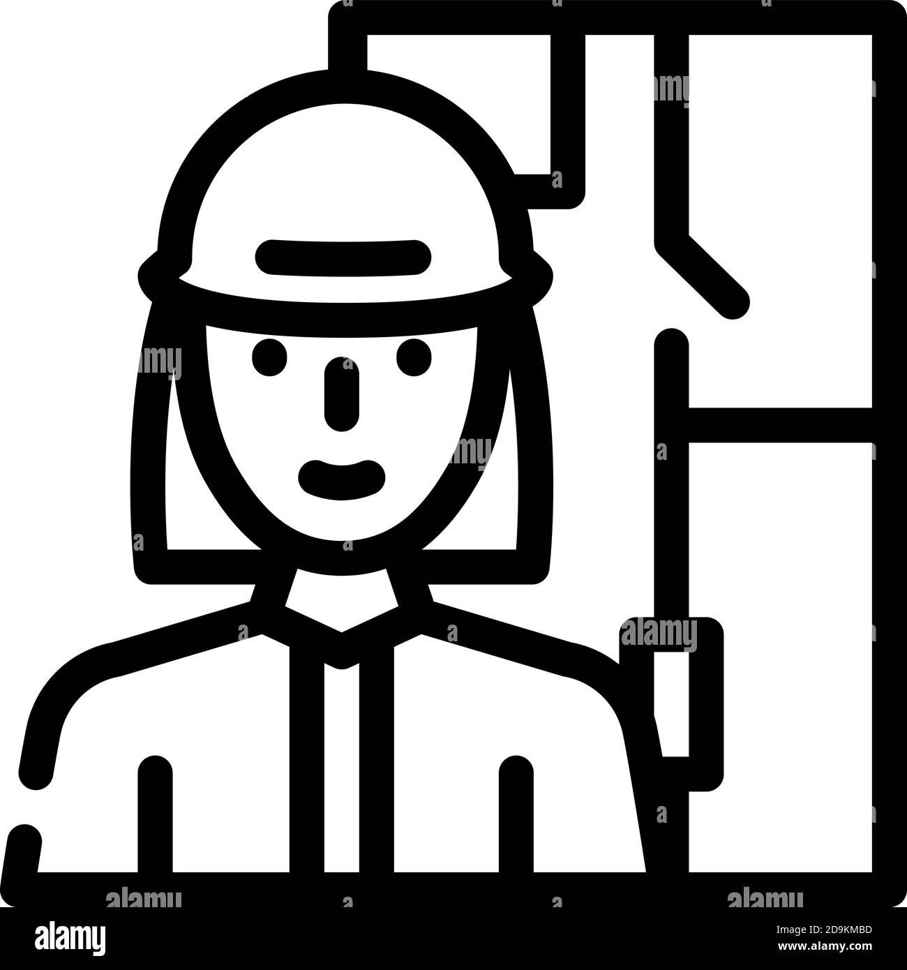 architect woman job line icon vector illustration Stock Vector Image ...