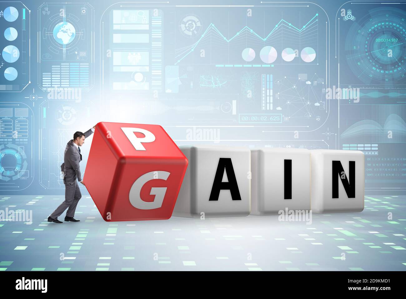 No pain no gain concept with the businessman Stock Photo - Alamy