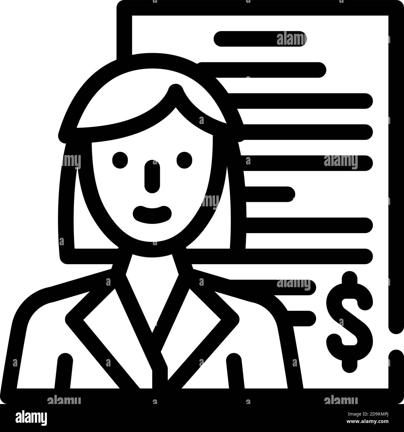 accountant woman job line icon vector illustration Stock Vector Image ...