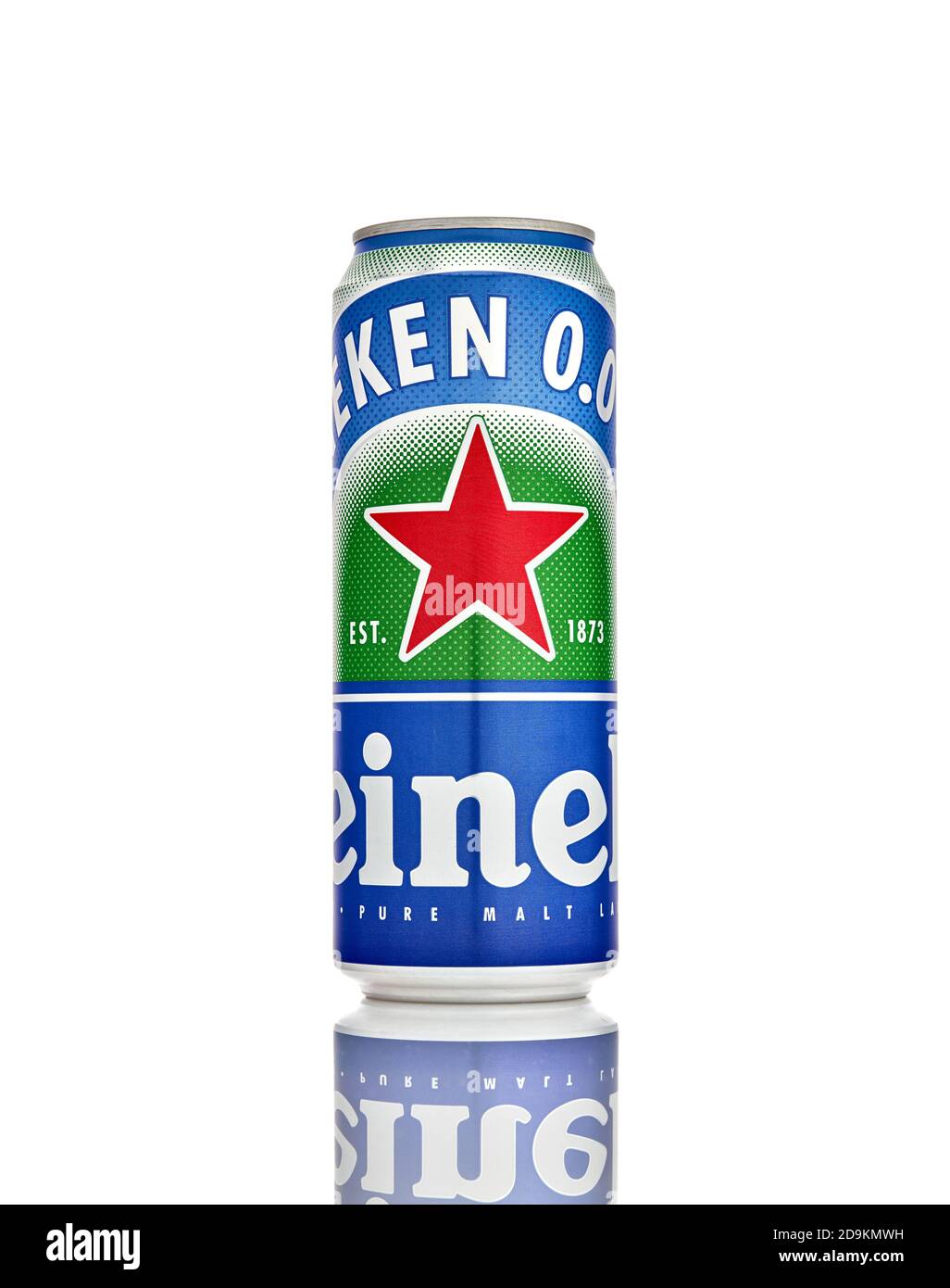 Can of Heineken 0.0 Alcohol Free Beer isolated on white background ...