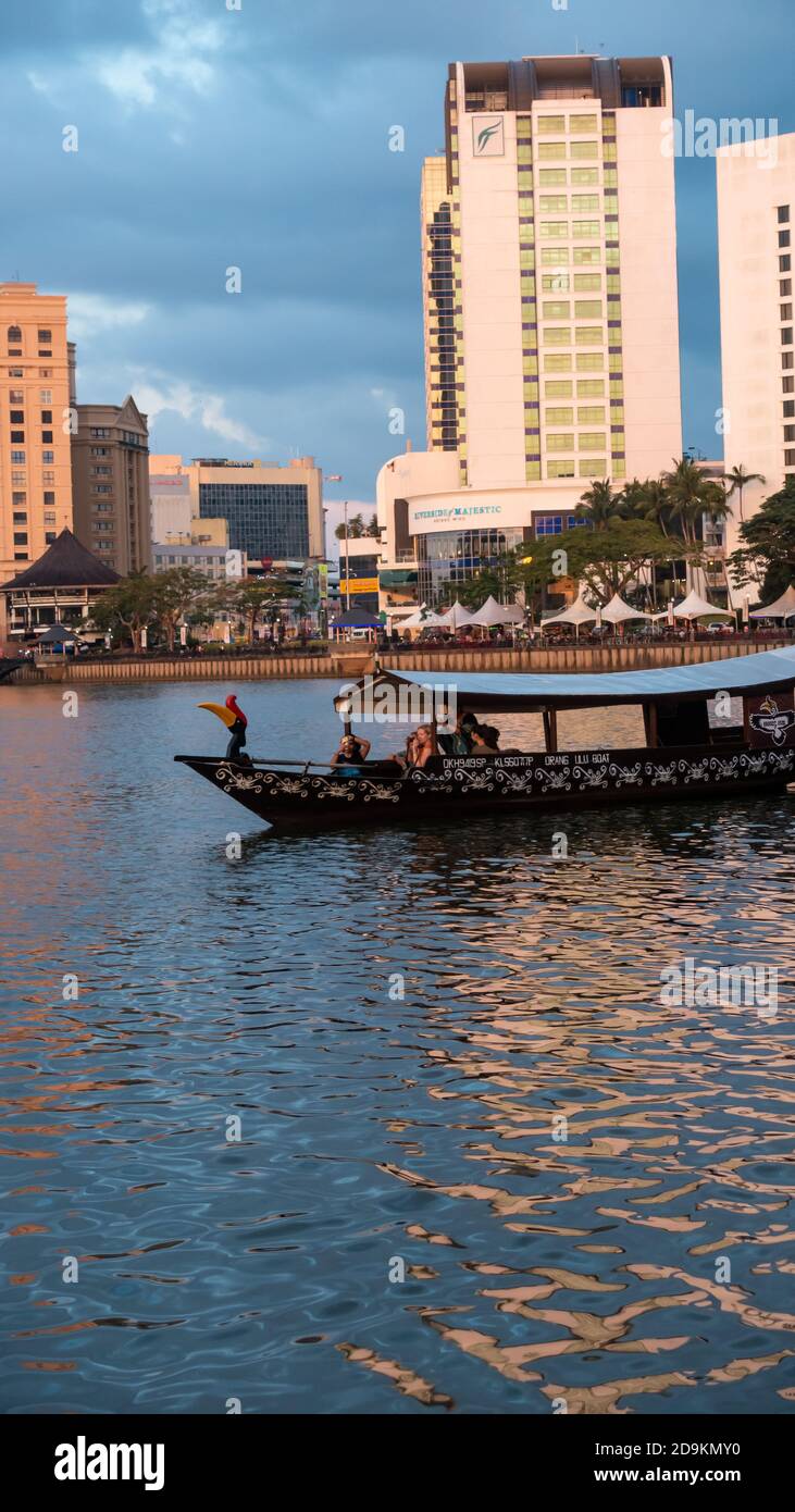 Sarawak River Cruise boat cruising along Sarawak River in Kuching ...