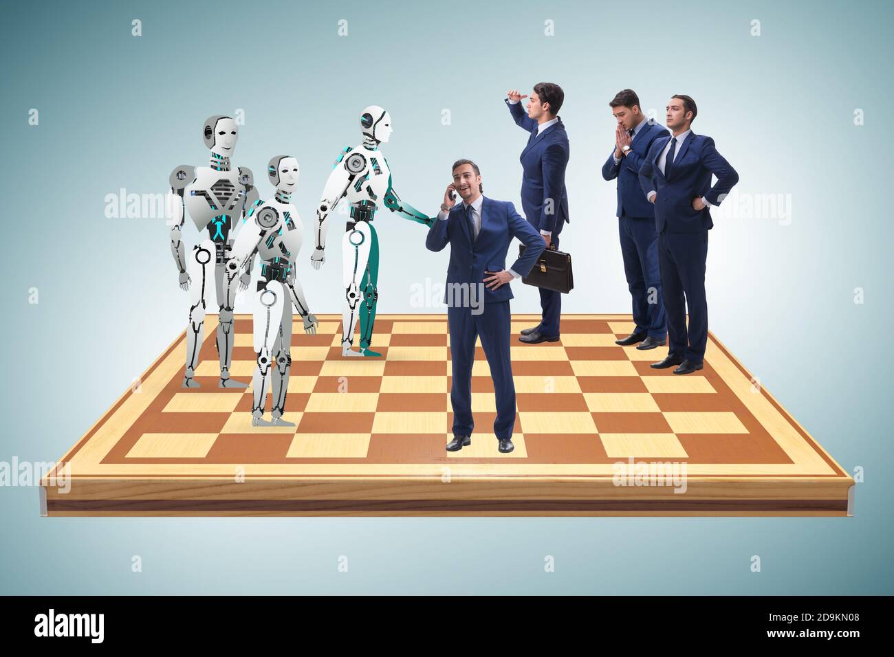 Concept of rivalry between robots and the humans Stock Photo - Alamy