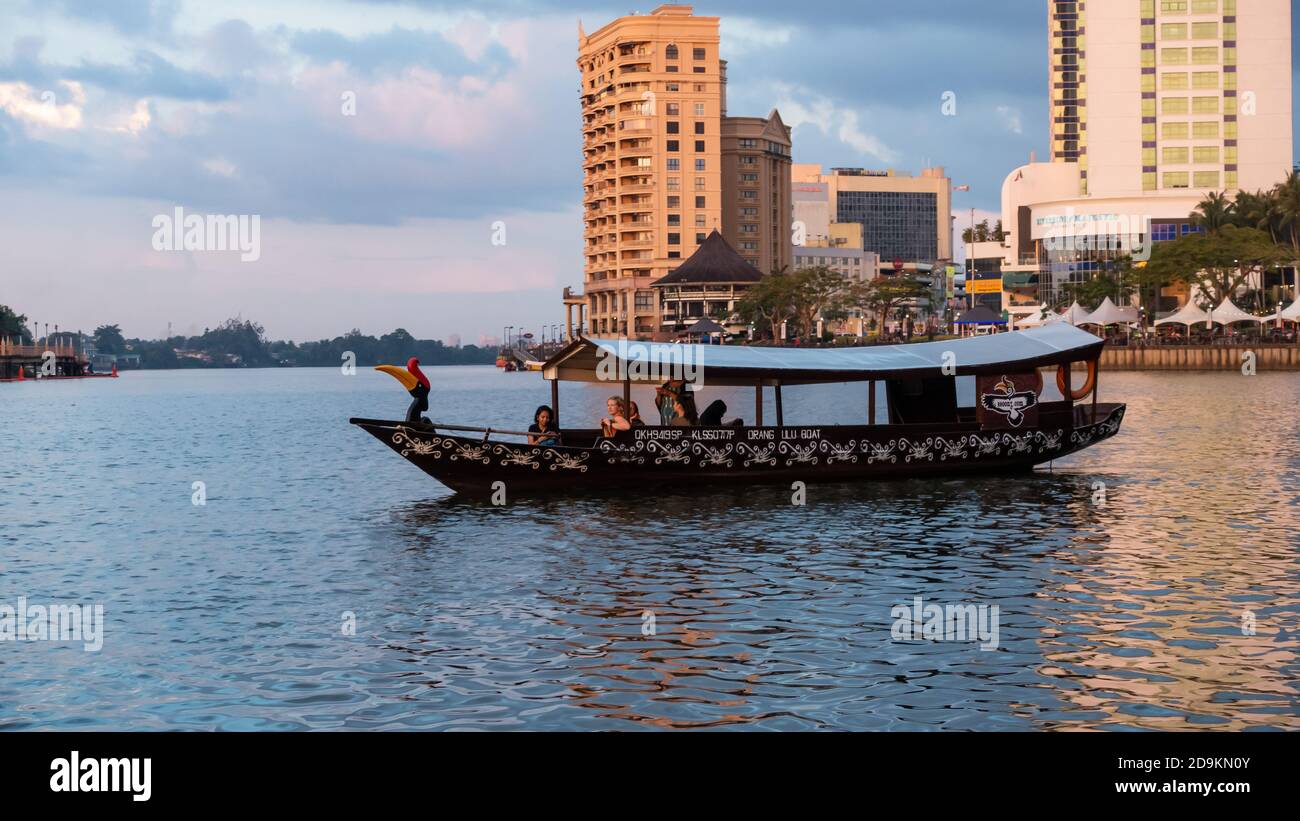 Sarawak River Cruise boat cruising along Sarawak River in Kuching ...