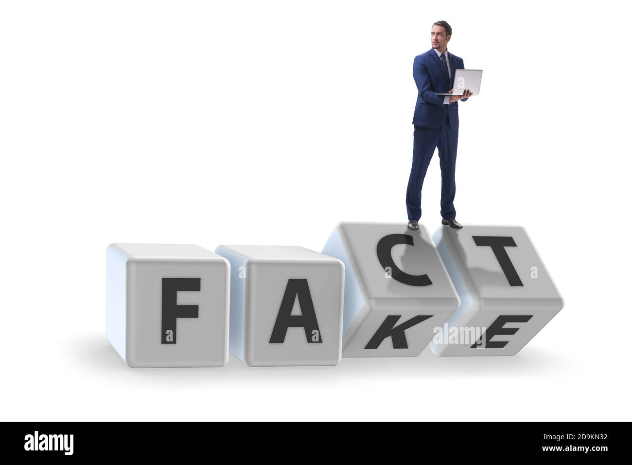 Face or fact concept with turning cubes with letters Stock Photo - Alamy