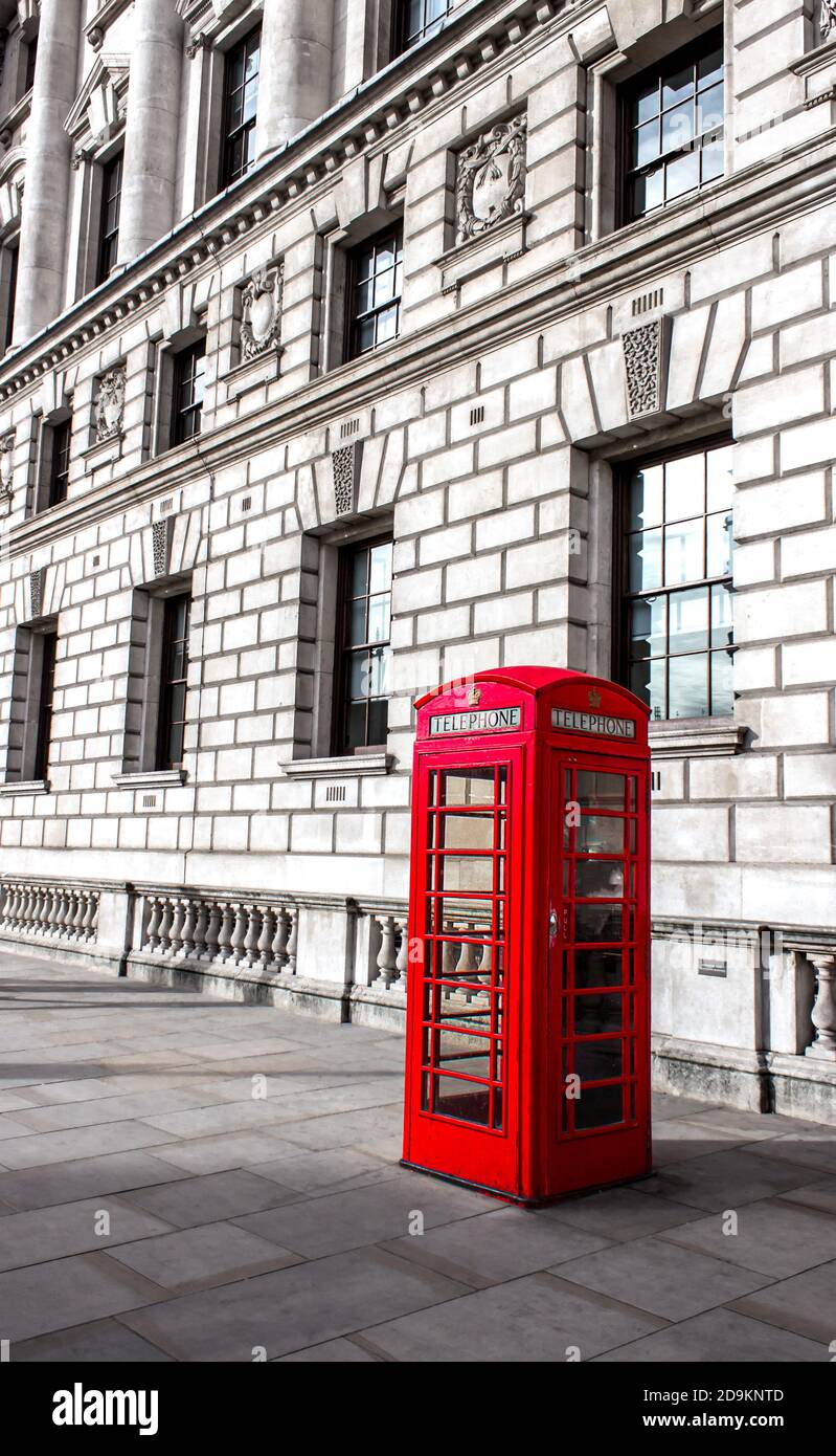 Red phone box in London, United Kingdom,The back is the building Stock ...