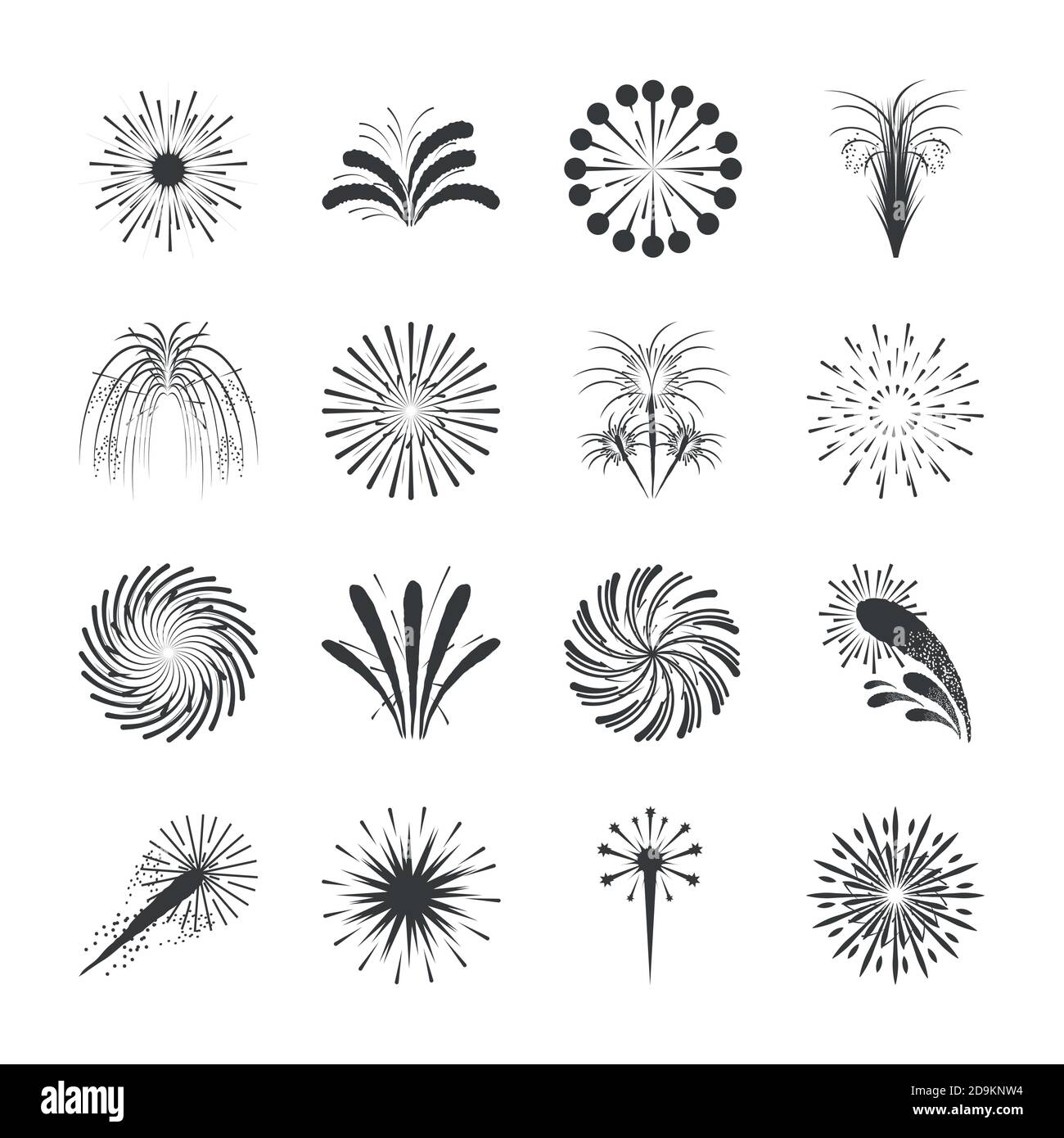 fireworks celebration festive party style sunburst icons set vector ...