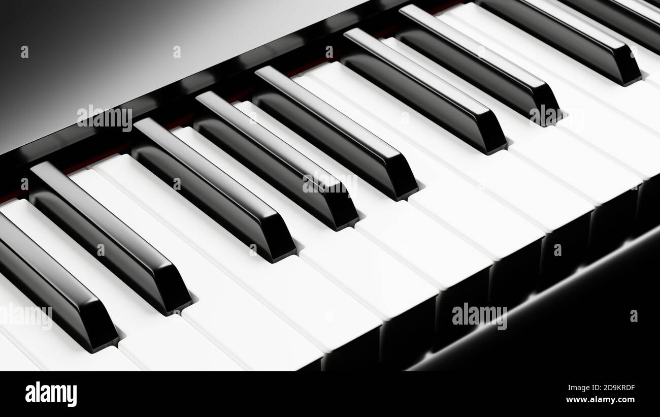 Piano keyboard close up view 3D illustration Stock Photo - Alamy