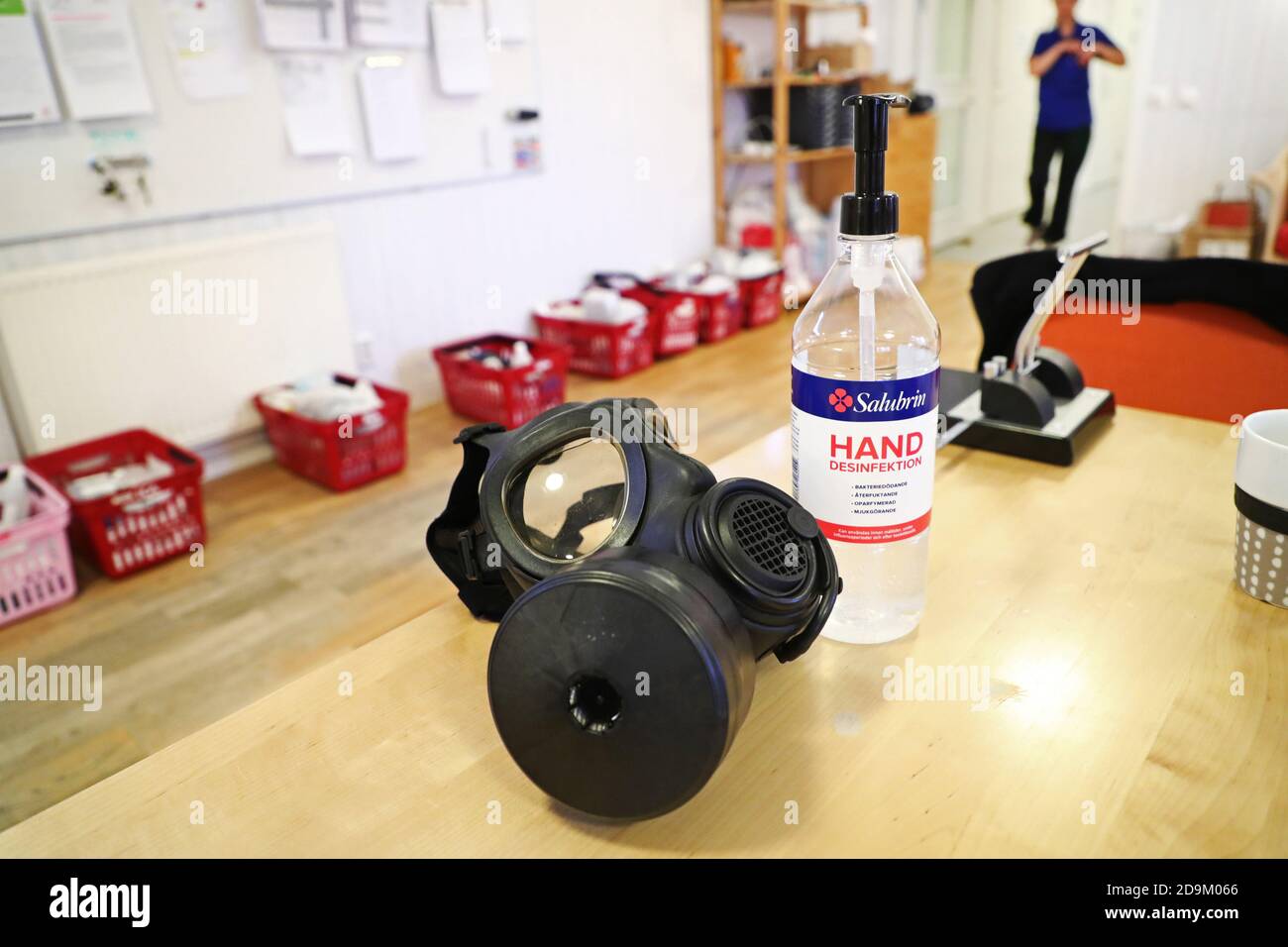 Norrköping, Sweden 20200515 Gas mask, for the medical staff on the home ...