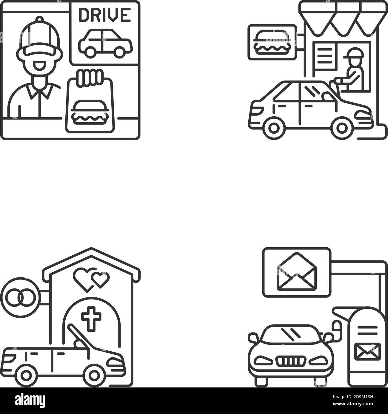 Car in drive thru restaurant Stock Vector Images - Alamy