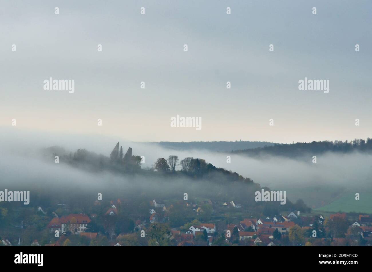 The german village Friedland in the autumn dust, a beautiful landscape ...