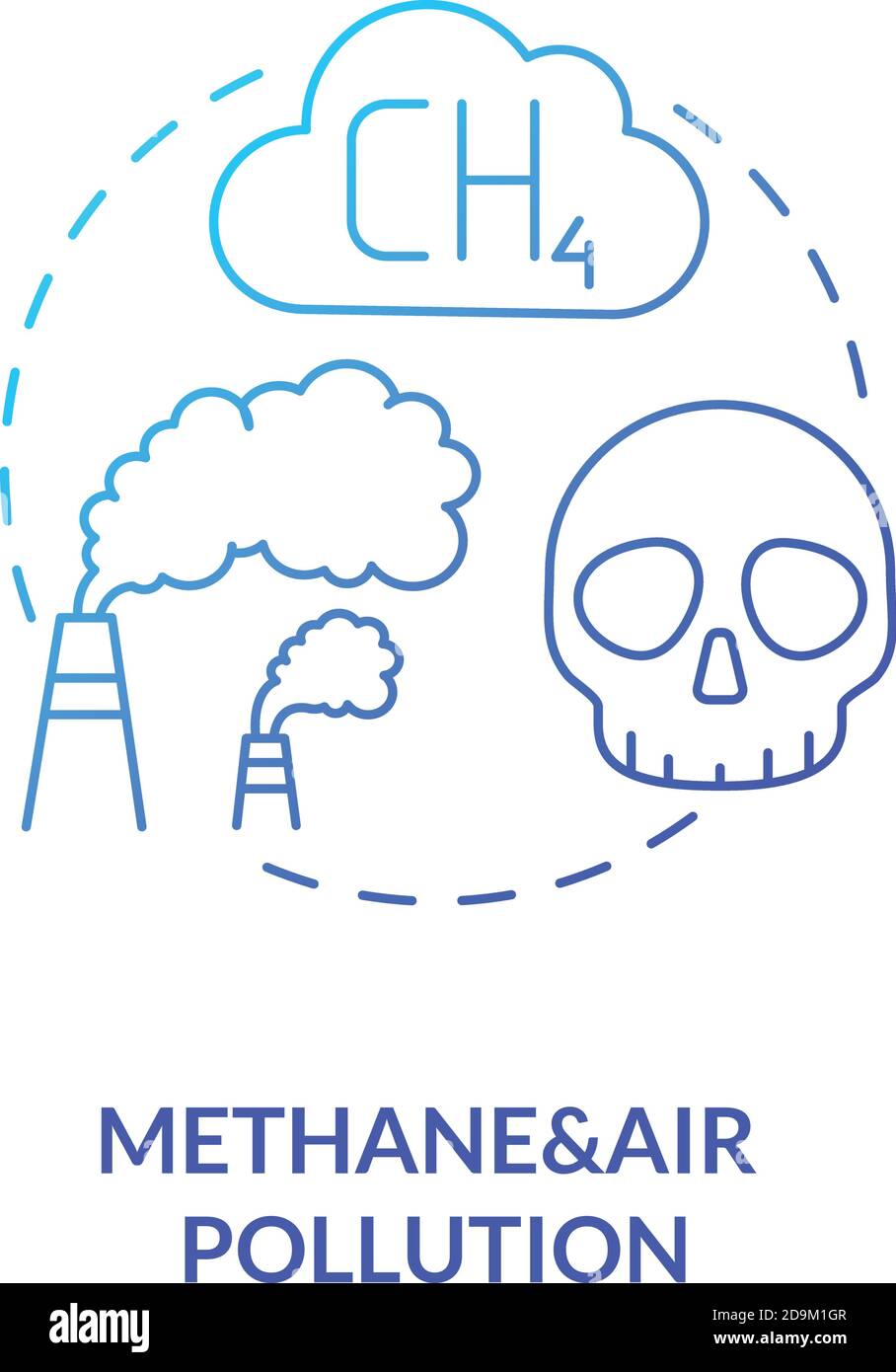Methane and air pollution blue gradient concept icon Stock Vector Image ...