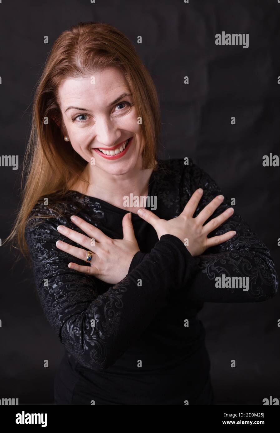 Ginger hair lady on black hi-res stock photography and images - Alamy