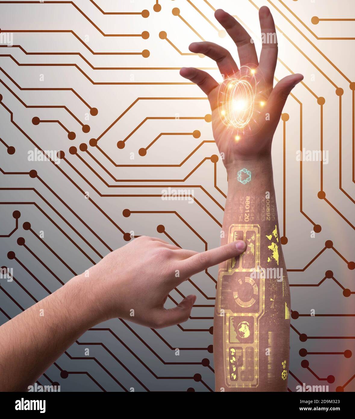 The human robotic hand in futuristic concept Stock Photo - Alamy